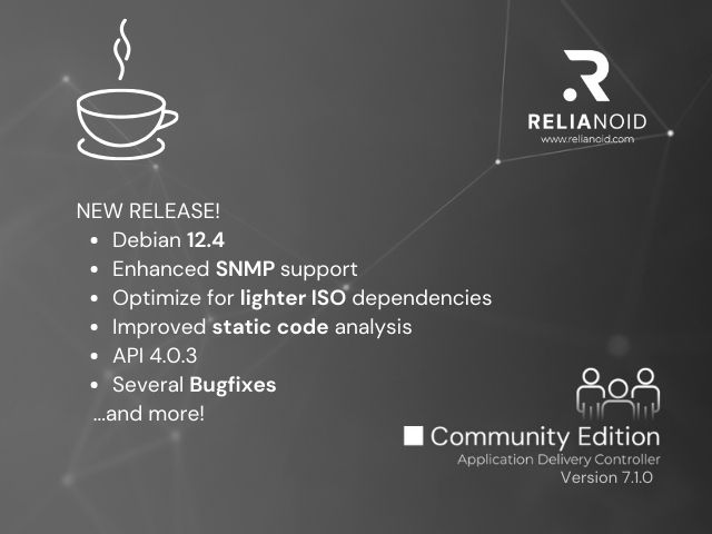 New release RELIANOID ADC LOAD BALANCER Community Edition v7.1